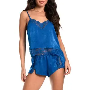 IN BLOOM BY JONQUIL Satin & Lace Short Pajamas - True Blue