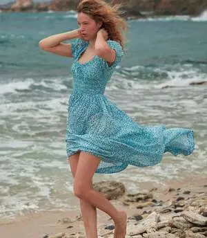 DÔEN DOEN Ashlynn Midi Dress Bleu Daisy Fields
