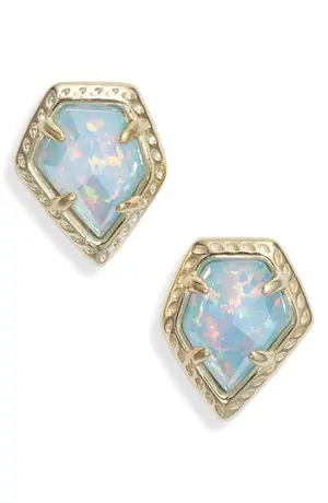 Kendra Scott Tessa Framed Stud Earrings - Gold/light Blue Kyocera Opal