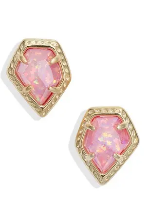 Kendra Scott Tessa Framed Stud Earrings - Gold/rose Pink Kyocera Opal