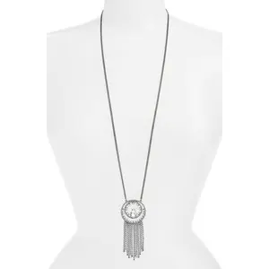 CRISTABELLE Circle Fringe Pendant Necklace With Crystals