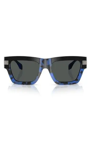 Versace 55mm Plaque Rectangular Sunglasses - Havana Blue