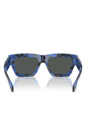 Versace 55mm Plaque Rectangular Sunglasses - Havana Blue