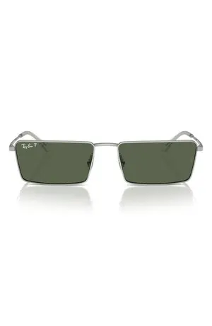 Ray-ban 59mm Polarized Rectangle Sunglasses - Silver