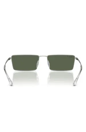 Ray-ban 59mm Polarized Rectangle Sunglasses - Silver