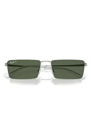 Ray-ban 59mm Polarized Rectangle Sunglasses - Silver
