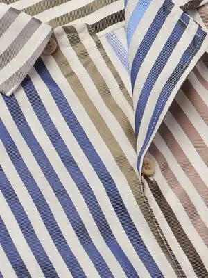 4SDESIGNS Convertible-collar Logo-appliquéd Striped Silk-faille Shirt