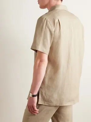 Loro Piana André Camp-collar Linen Shirt - Neutrals