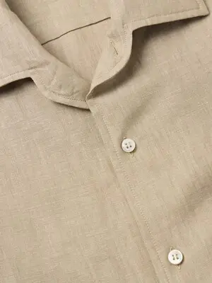 Loro Piana André Camp-collar Linen Shirt - Neutrals