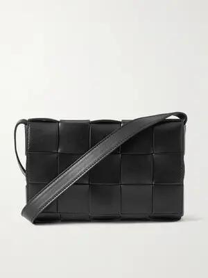 Bottega Veneta Cassette Intrecciato Messenger Bag - Black