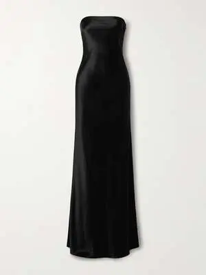 SALON 1884 Net Sustain Linea Strapless Silk-satin Gown