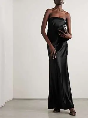 SALON 1884 Net Sustain Linea Strapless Silk-satin Gown
