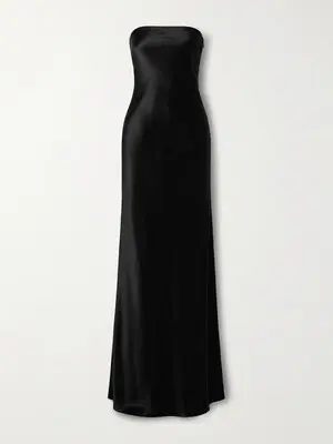 SALON 1884 Net Sustain Linea Strapless Silk-satin Gown