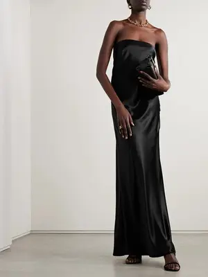 SALON 1884 Net Sustain Linea Strapless Silk-satin Gown