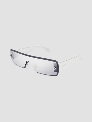 Alaïa Lettering Logo 99mm Shield Sunglasses - Silver Grey
