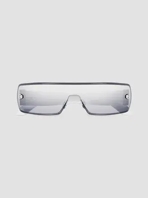 Alaïa Lettering Logo 99mm Shield Sunglasses - Silver Grey