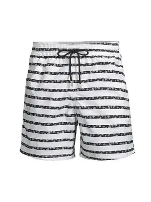 Vilebrequin Striped Turtle Swim Shorts - White