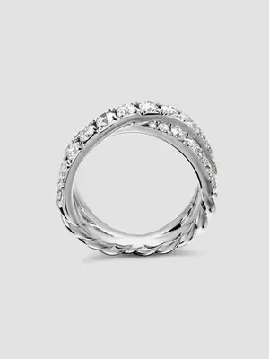 David Yurman Dy Crossover Band Ring In Platinum
