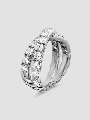 David Yurman Dy Crossover Band Ring In Platinum