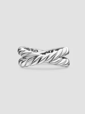David Yurman Dy Crossover Band Ring In Platinum