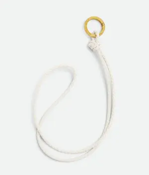 BOTTEGA  VENETA Long Intreccio Key Ring - Chalk