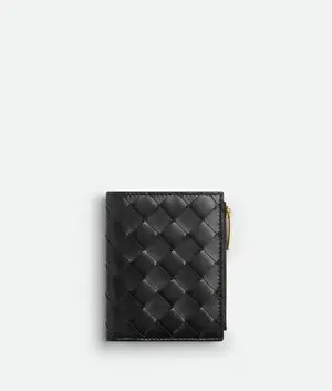 BOTTEGA  VENETA Intrecciato Small Bi-fold Wallet - Black