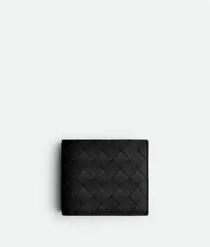 BOTTEGA  VENETA Intrecciato Bi-fold Wallet With Coin Purse - Black