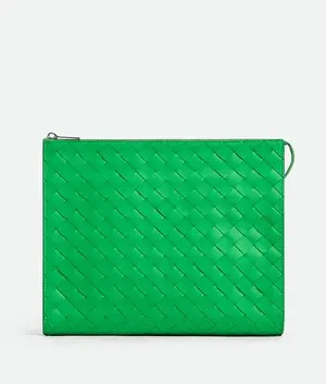BOTTEGA  VENETA Intrecciato Leather Pouch - Parakeet