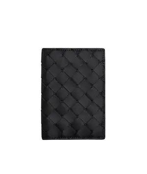 BOTTEGA  VENETA Intrecciato Passport Case - Black