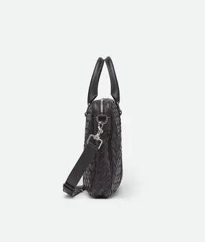 Bottega Veneta Slim Intrecciato Briefcase - Black