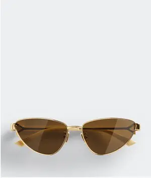 BOTTEGA  VENETA Bottega Veneta Metal Cat-eye Sunglasses - Gold/brown