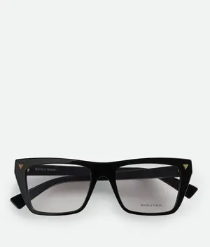 BOTTEGA  VENETA Bottega Veneta Soft Recycled Acetate Square Eyeglasses - Black/transparent
