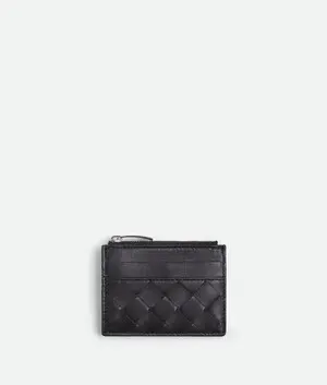 BOTTEGA  VENETA Intrecciato Zipped Card Case - Black