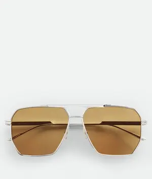 BOTTEGA  VENETA Bottega Veneta Aviator Sunglasses - Silver/brown