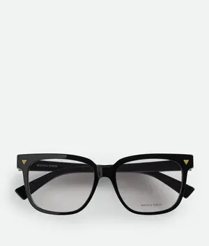 BOTTEGA  VENETA Bottega Veneta Soft Recycled Acetate Square Eyeglasses - Black/transparent