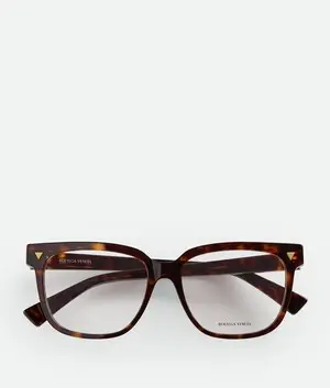 BOTTEGA  VENETA Bottega Veneta Soft Recycled Acetate Square Eyeglasses - Havana/transparent