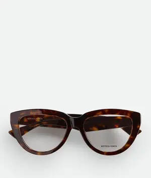 BOTTEGA  VENETA Bottega Veneta Cat Eye Eyeglasses - Havana/transparent