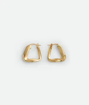 BOTTEGA  VENETA Bottega Veneta Small Twist Triangle Hoop Earrings - Yellow Gold
