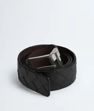 Bottega Veneta Intrecciato Reversible Belt - Black/fondant