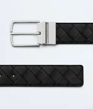 Bottega Veneta Intrecciato Reversible Belt - Black/fondant