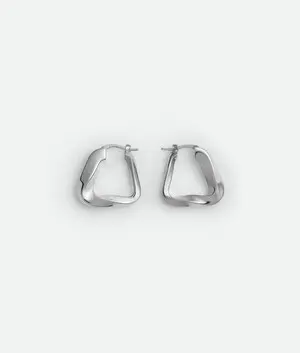 BOTTEGA  VENETA Bottega Veneta Small Twist Triangle Hoop Earrings - Silver