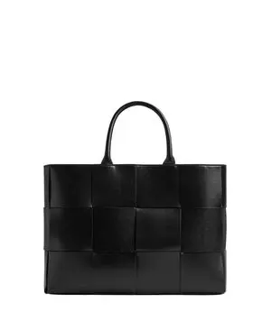 BOTTEGA  VENETA Arco Intreccio Leather Tote - Black