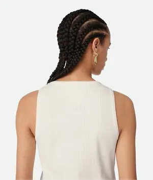 Bottega Veneta Cotton Ribbed Tank Top - Chalk