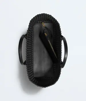 Bottega Veneta Intrecciato Leather Cabat Tote Bag - Black