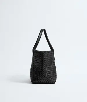 Bottega Veneta Intrecciato Leather Cabat Tote Bag - Black
