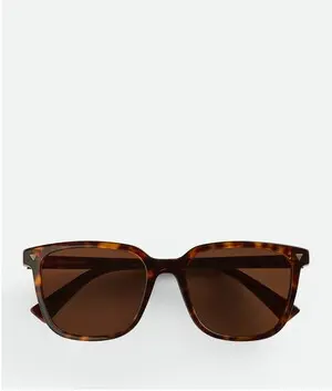 BOTTEGA  VENETA Bottega Veneta Recycled Acetate Square Sunglasses - Havana/brown