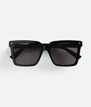 Bottega Veneta Soft Recycled Acetate Square Sunglasses - Black/grey