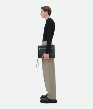 Bottega Veneta Intrecciato Leather Document Case With Wristlet