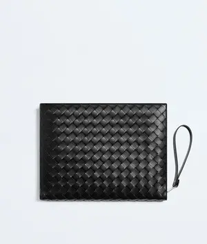 Bottega Veneta Intrecciato Leather Document Case With Wristlet