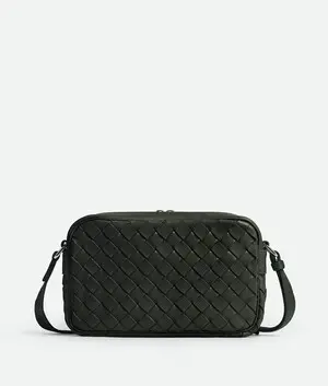 BOTTEGA  VENETA Intrecciato Leather Camera Bag - Dark Green